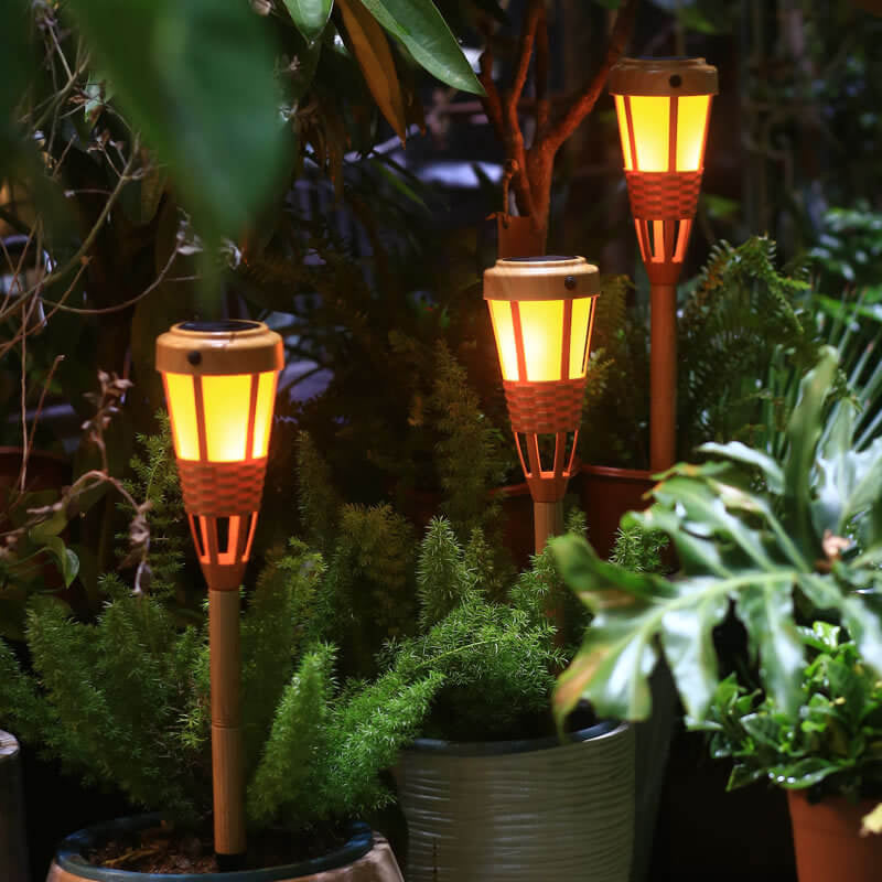 Solar Bamboo Flame Lawn Outdoor Waterproof LED Ground Insert Landscape ...