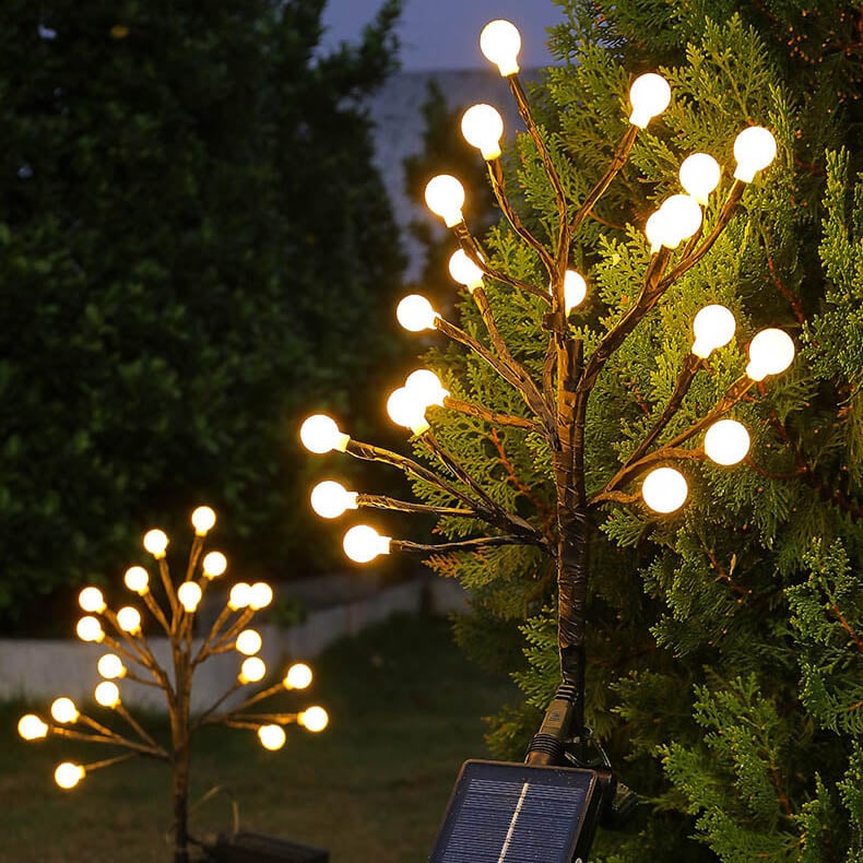 Modern Solar Round Ball Tree Branch ABS Stainless Steel LED Outdoor ...