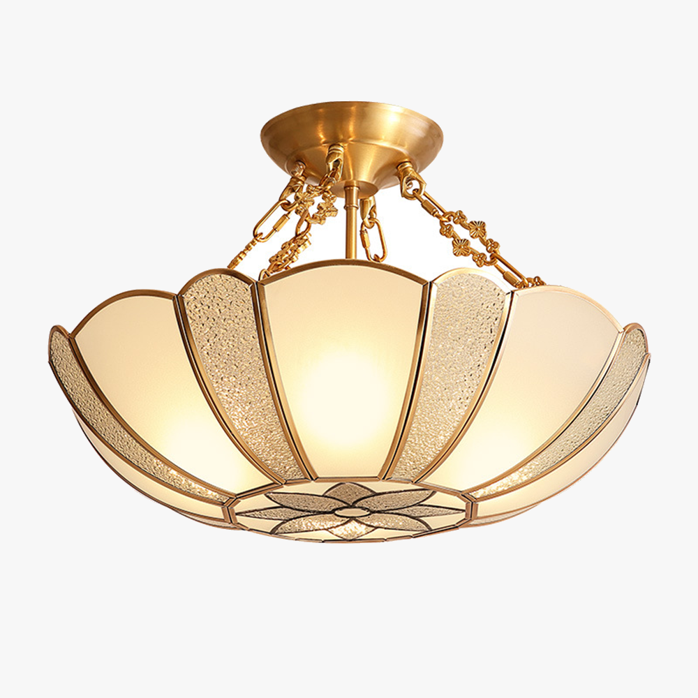 Scalloped Brass Chain Ceiling Light Fixture | Lumpaz