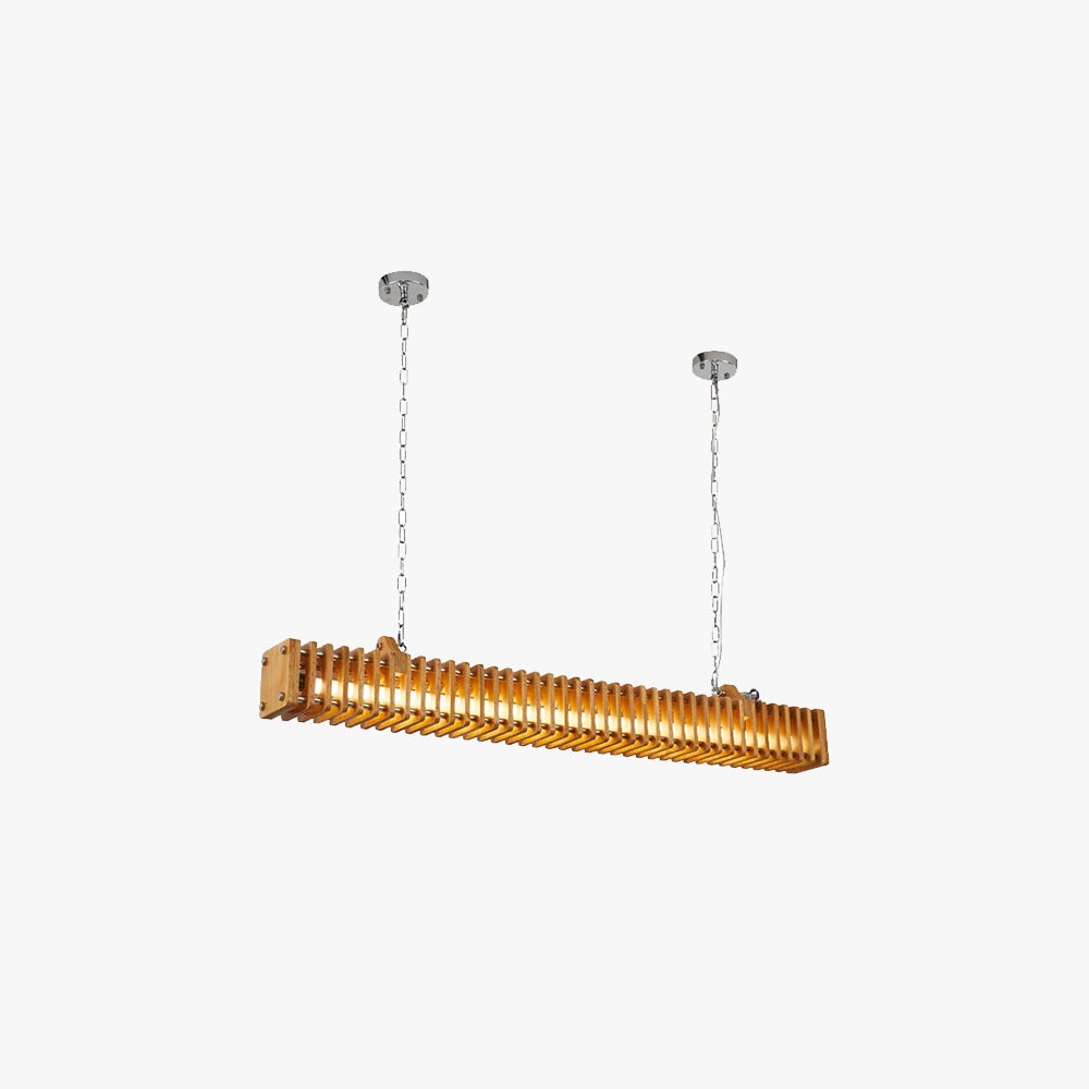 Austin Rectangular LED Pendant Light, Wood & Metal, 47.5" | Lumpaz