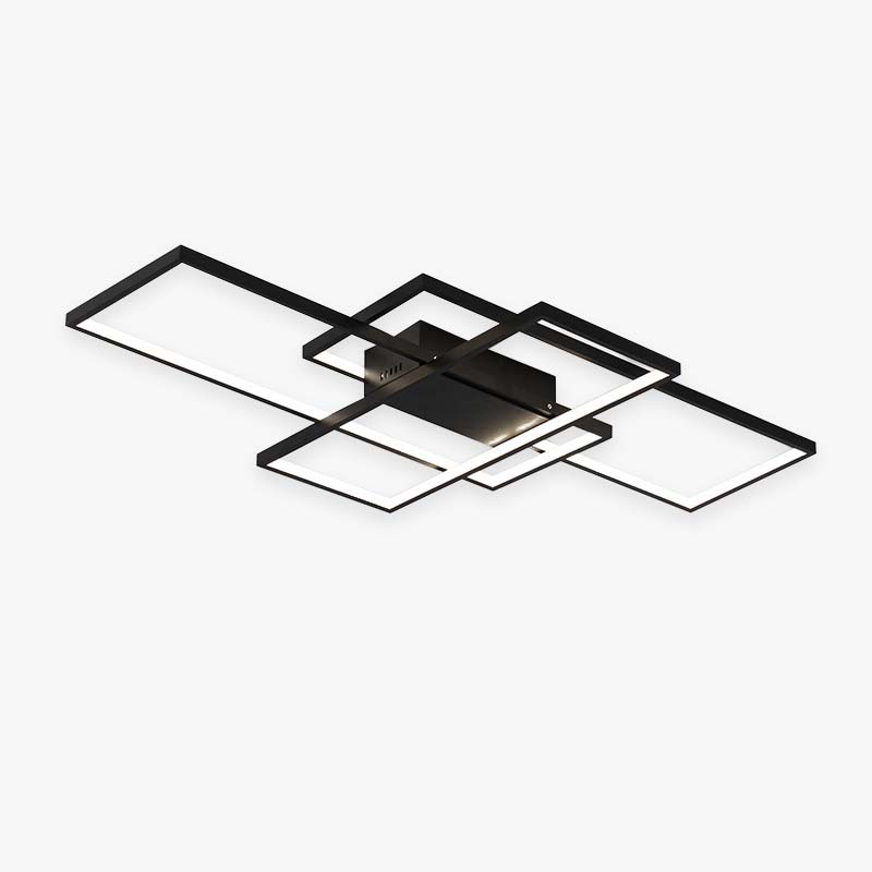 Bouvet Modern Metal Multi Rectangular Flush Mount Ceiling Light, Black ...