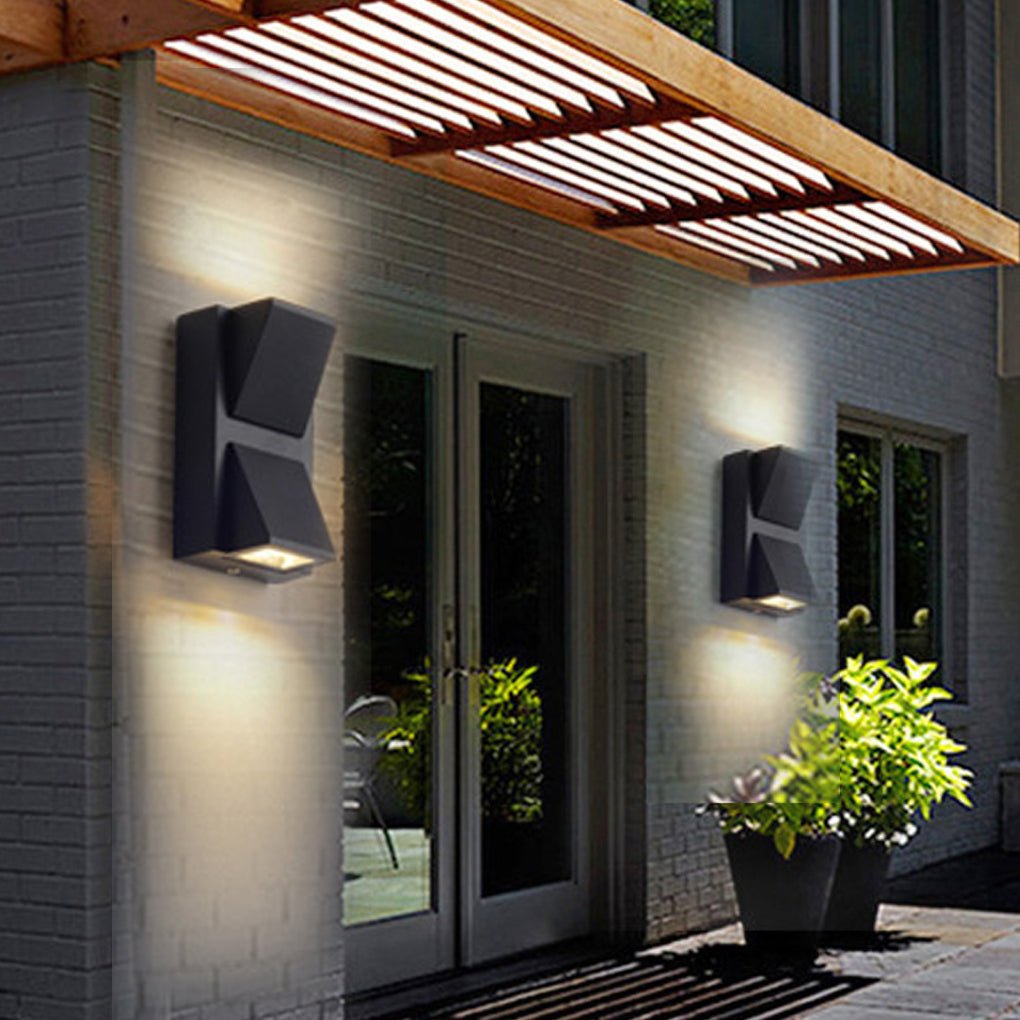 Waterproof LED Up And Down Lighting Black Modern Outdoor Wall Lights ...