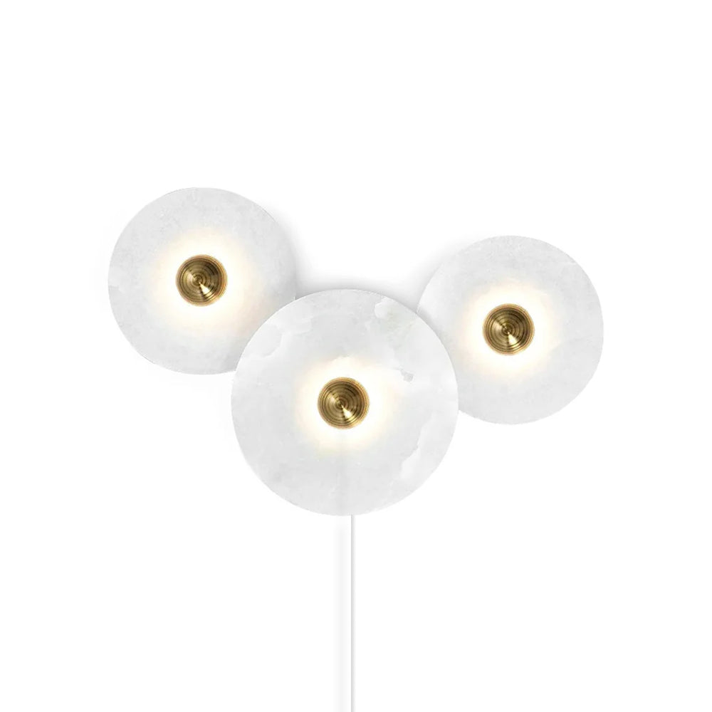 Round Alabaster Combination Plug In Wall Lamp | Lumpaz